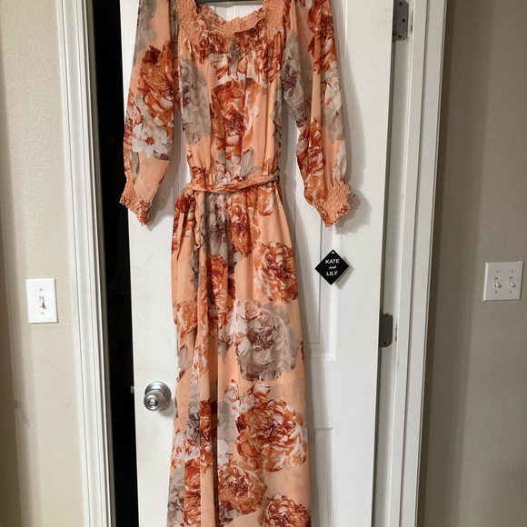 Kate And Lily | Dresses | Kate And Lily Rust And Coral Floral Maxi ...